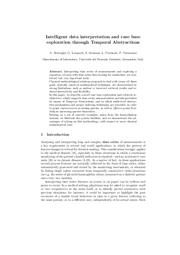 (PDF) Intelligent Data Interpretation and Case Base Exploration through Temporal Abstractions ...