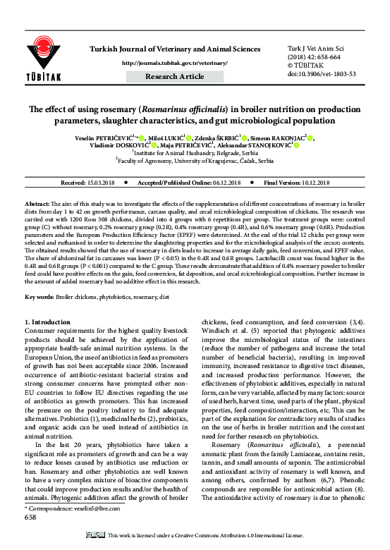 (PDF) The effect of using rosemary ( Rosmarinus officinalis ) in ...