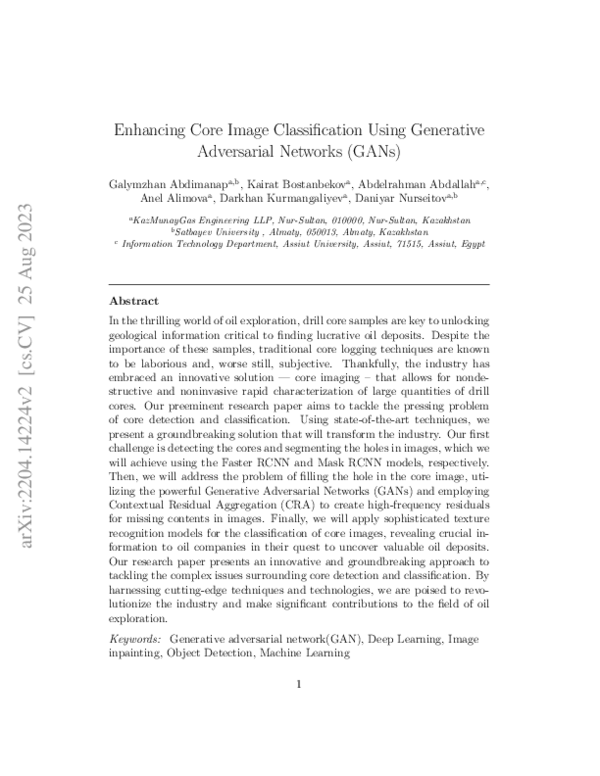 Pdf Application Of Machine Learning Methods To Detect And Classify Core Images Using Gan And