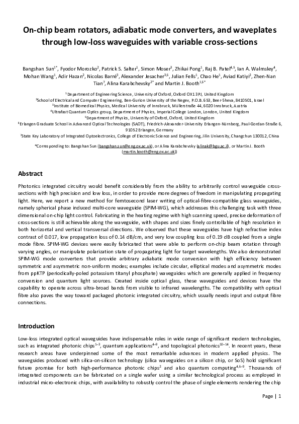 (PDF) On-chip beam rotators, polarizers and adiabatic mode converters through low-loss ...