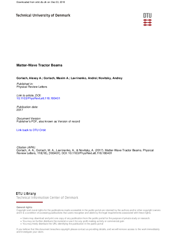 (PDF) Matter-Wave Tractor Beams