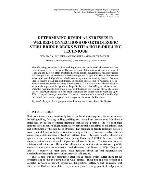 (PDF) Determining Residual Stresses in Welded Connections of Orthotropic Steel Bridge Decks with ...