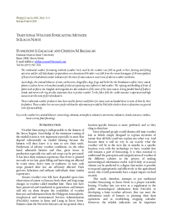 (PDF) Traditional weather forecasting methods in Ilocos Norte [Philippines]