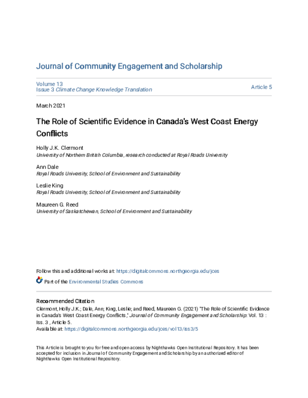 (PDF) Scientific Evidence in BC Energy Conflicts