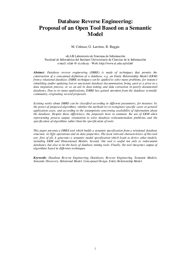 (PDF) Database Reverse Engineering