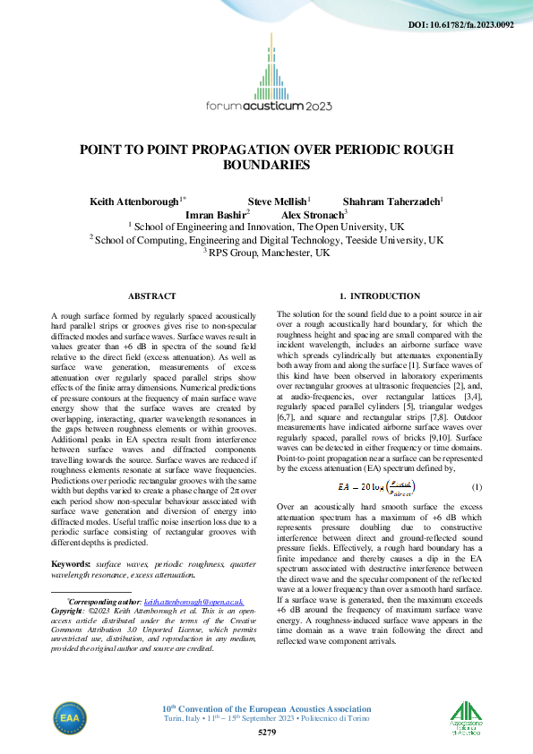 (PDF) Point to point propagation over periodic rough boundaries