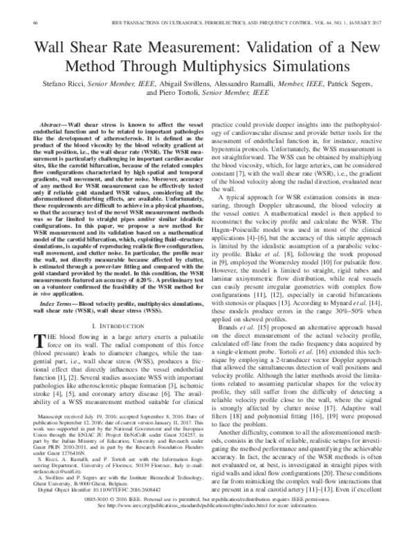 (PDF) Wall Shear Rate Measurement: Validation of a New Method Through ...
