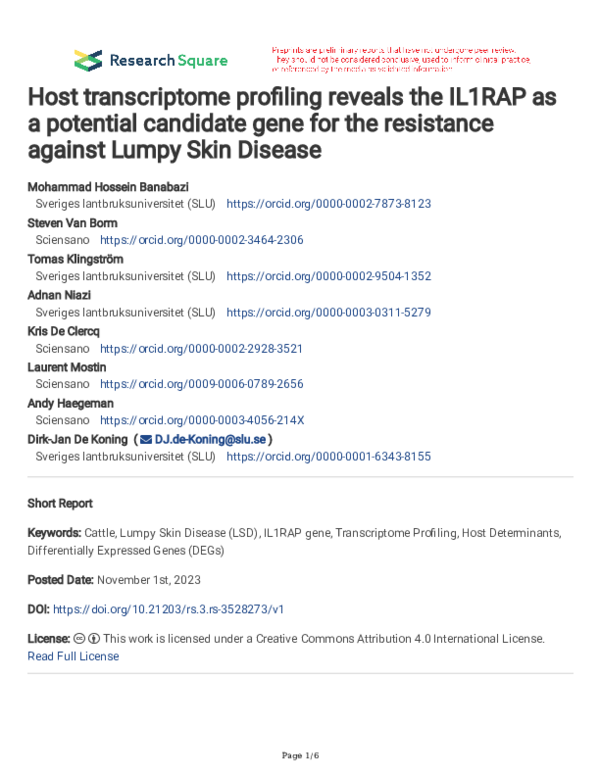 (PDF) Host transcriptome profiling reveals the IL1RAP as a potential ...