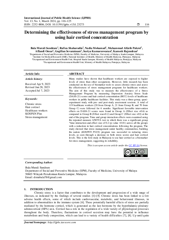 (PDF) Determining the effectiveness of stress management program by ...