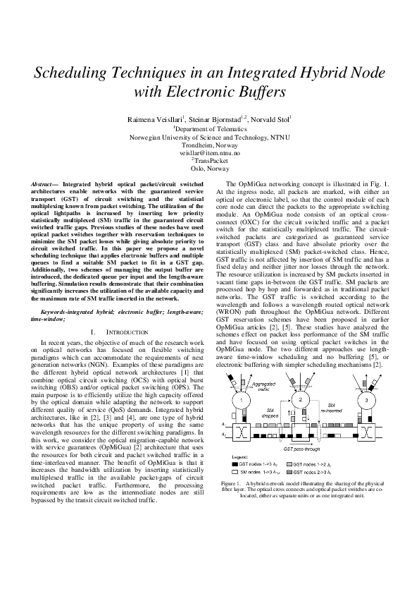 (PDF) Scheduling techniques in an integrated hybrid node with ...
