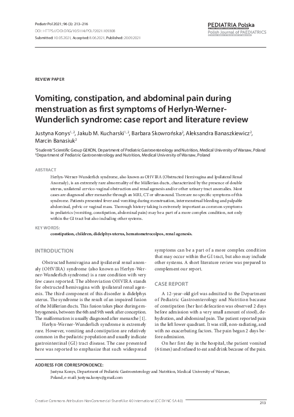 (PDF) Vomiting, constipation, and abdominal pain during menstruation as ...