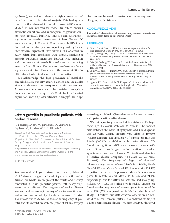 (PDF) Letter: gastritis in paediatric patients with coeliac disease