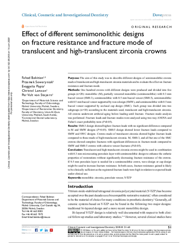 (PDF) Effect of different semimonolithic designs on fracture resistance and fracture mode of ...
