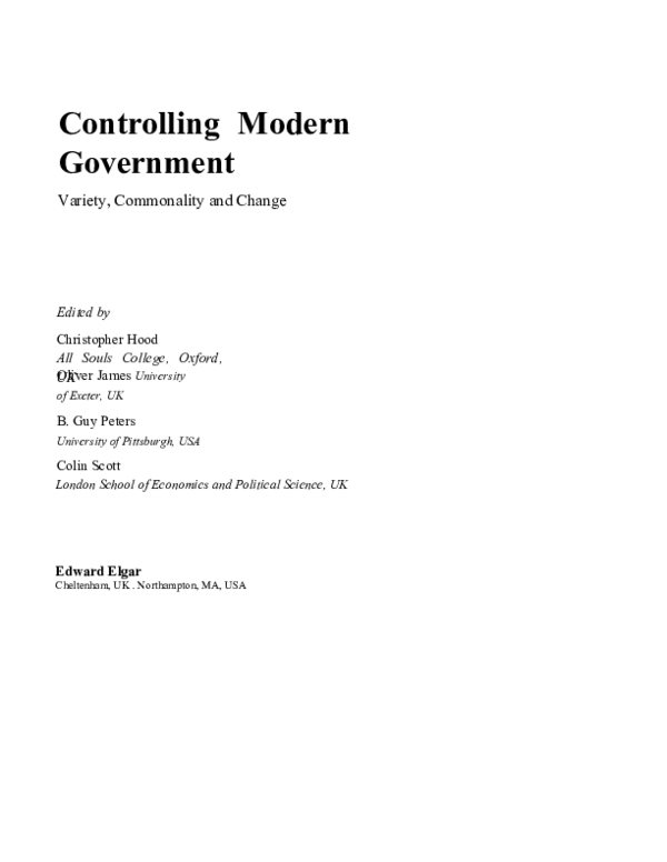 (PDF) Controlling modern government: Variety, commonality and change