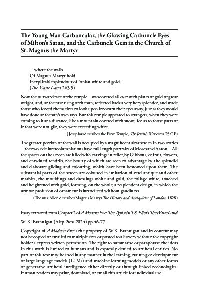 (PDF) The Young Man Carbuncular, the Glowing Carbuncle Eyes of Milton's ...