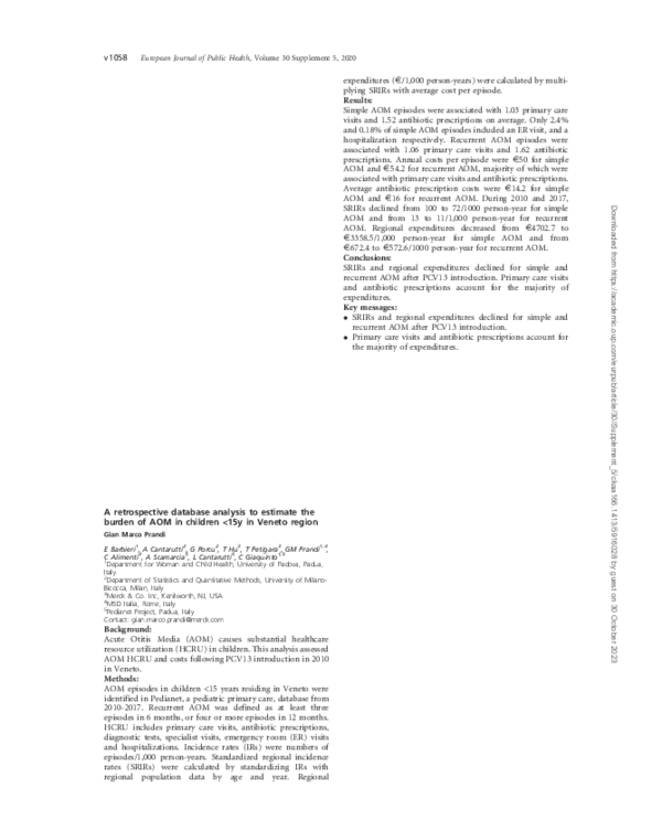 (PDF) Burden of Acute Otitis Media in Children of Veneto Region