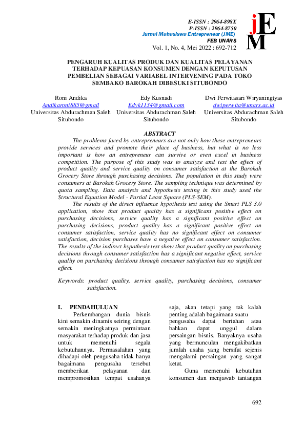 (PDF) Pengaruh Kualitas Produk Dan Kualitas Pelayanan Terhadap Kepuasan Konsumen Dengan ...