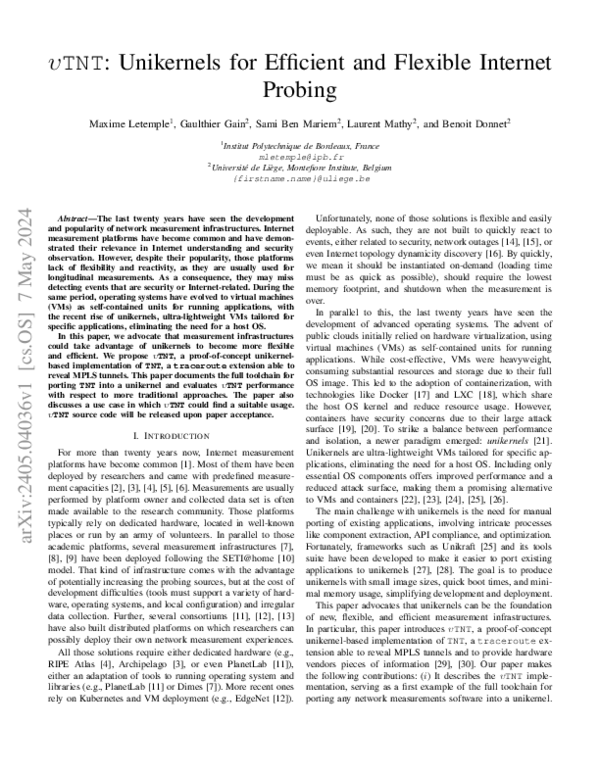 (PDF) uTNT: Unikernels for Efficient and Flexible Internet Probing