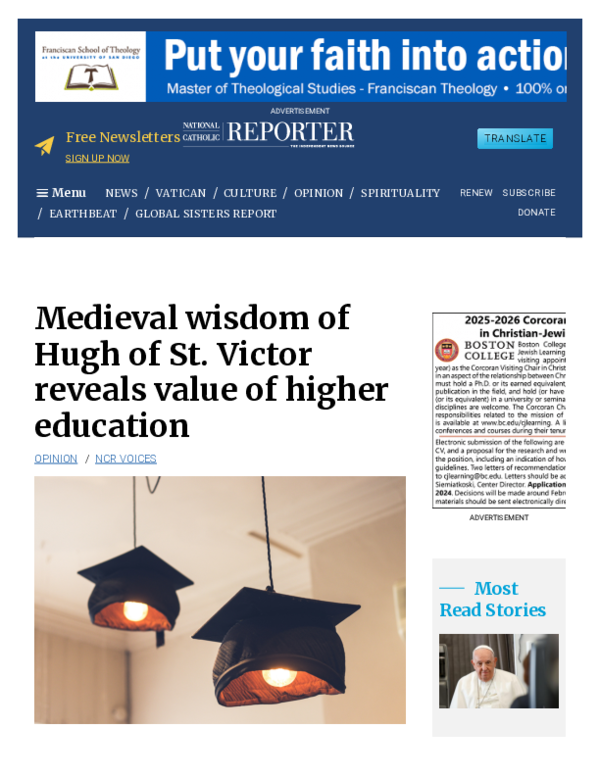 (PDF) Medieval wisdom of Hugh of St. Victor reveals value of higher ...