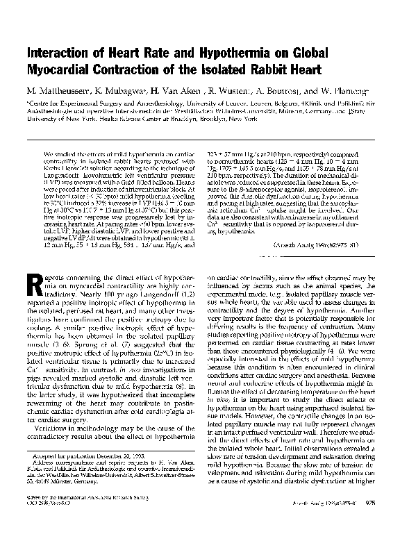 (PDF) Interaction of Heart Rate and Hypothermia on Global Myocardial ...