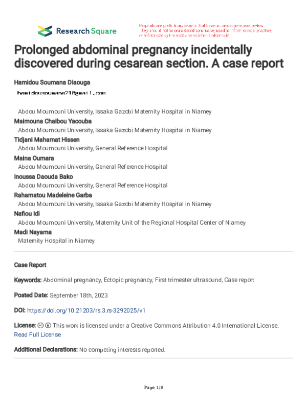(PDF) Prolonged abdominal pregnancy incidentally discovered during ...