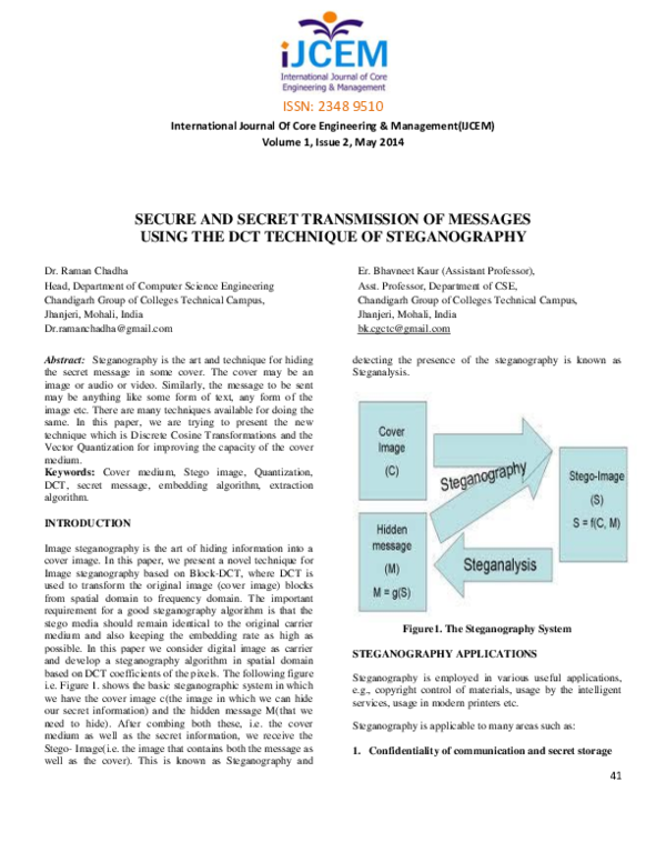 (PDF) Secure and Secret Transmission of Messages Using the DCT Technique of Steganography