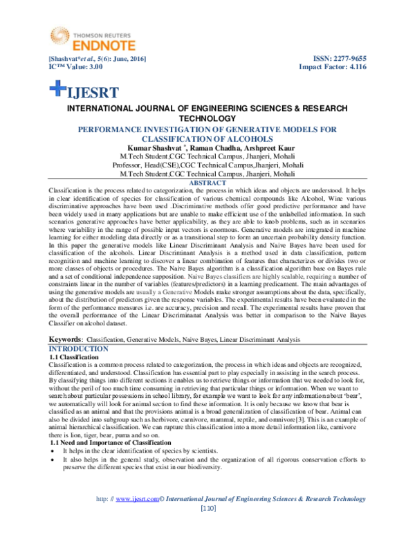 (PDF) Performance Investigation of Generative Models for Classification ...