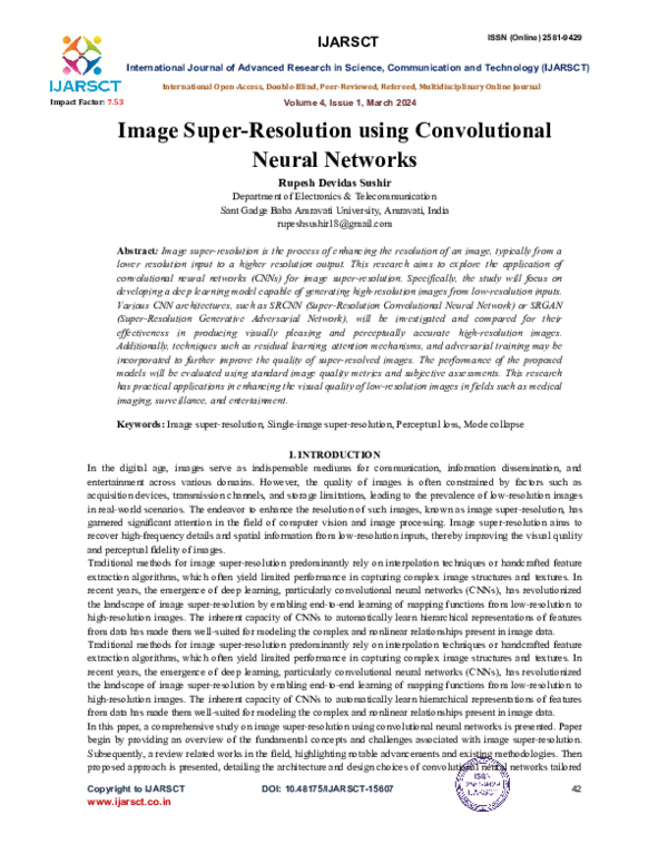 (PDF) Image Super-Resolution using Convolutional Neural Networks