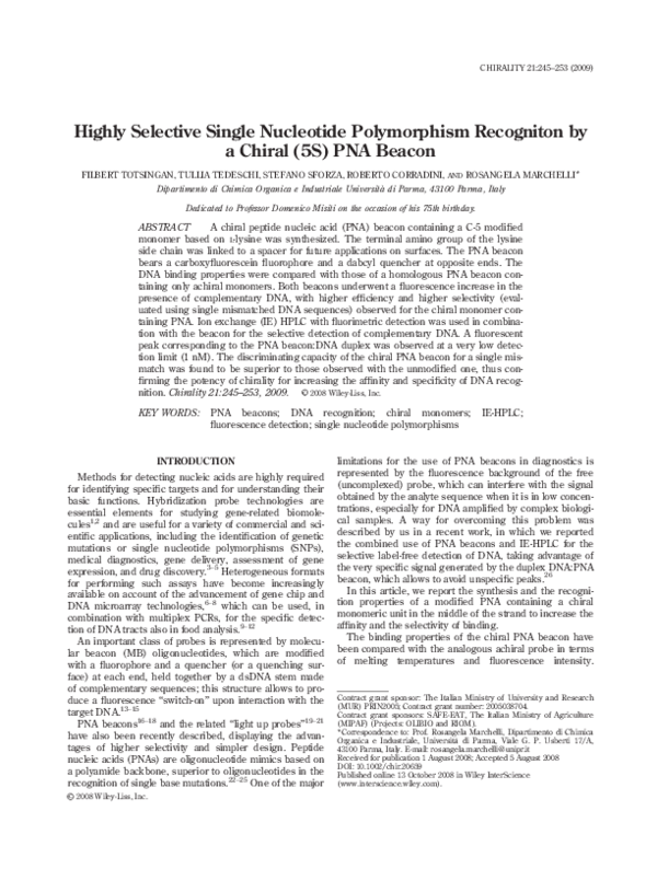 (PDF) Highly selective single nucleotide polymorphism recogniton by a ...