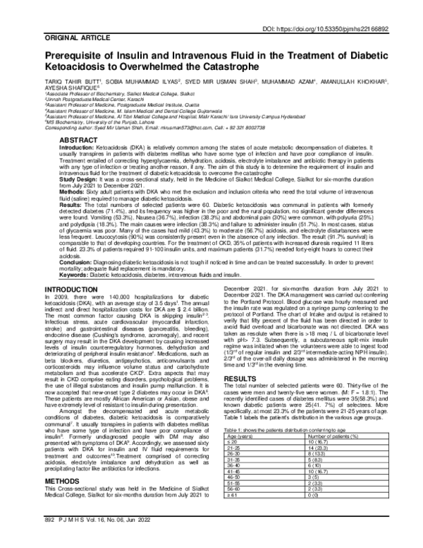 (PDF) Prerequisite of Insulin and Intravenous Fluid in the Treatment of ...