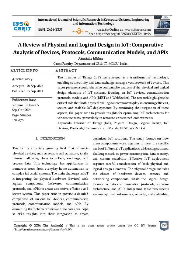 (PDF) A Review of Physical and Logical Design in IoT: Comparative ...