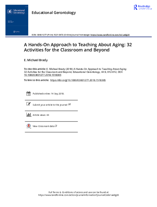 (PDF) A Hands-On Approach to Teaching About Aging: 32 Activities for ...