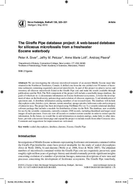(PDF) The Giraffe Pipe database project: A web-based database for ...