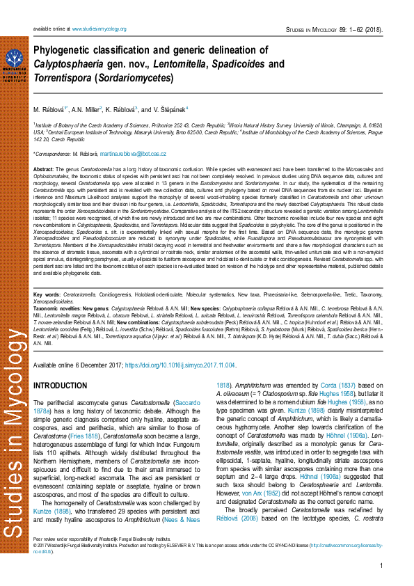 (PDF) Phylogenetic classification and generic delineation of Hydeomyces ...