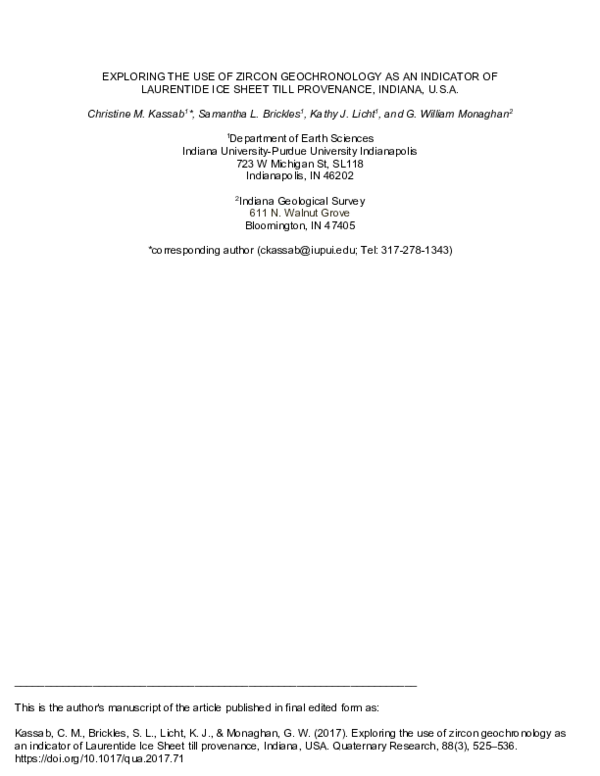 (PDF) Exploring the use of zircon geochronology as an indicator of ...