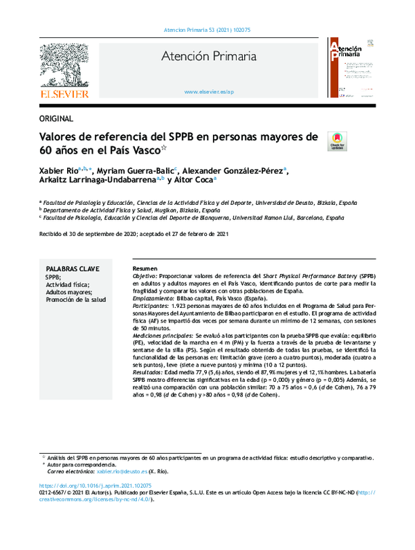 (PDF) Valores de referencia del SPPB en personas mayores de 60 años en ...