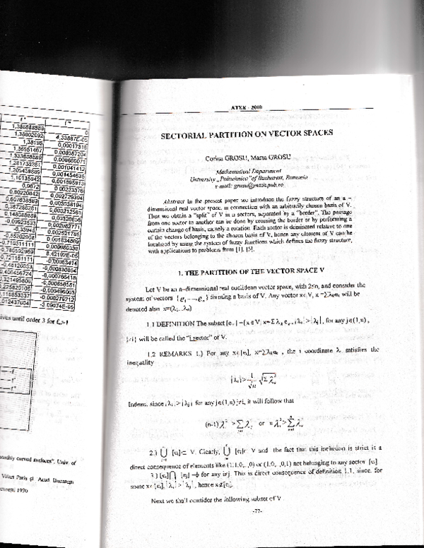 (PDF) Sectorial partition on vector spaces
