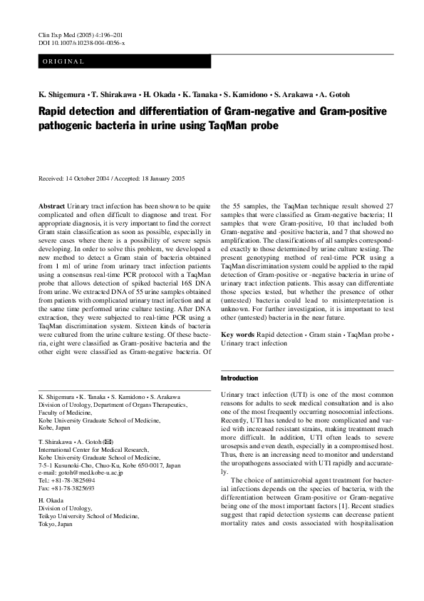 (PDF) Rapid detection and differentiation of Gram-negative and Gram-positive pathogenic bacteria ...