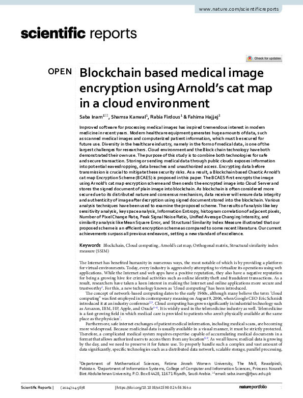 (PDF) Blockchain-Based Encryption for Medical Images