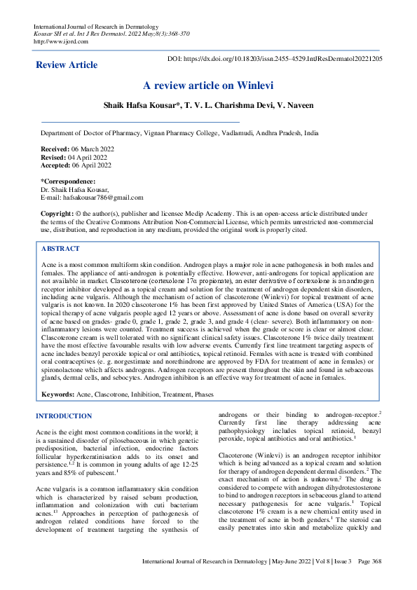 (PDF) A review article on Winlevi