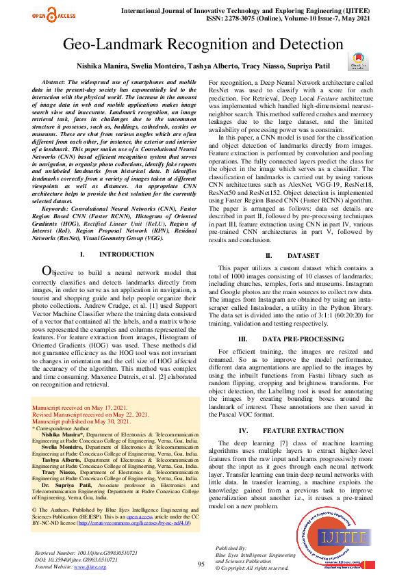 (PDF) Geo Landmark Recognition and Detection
