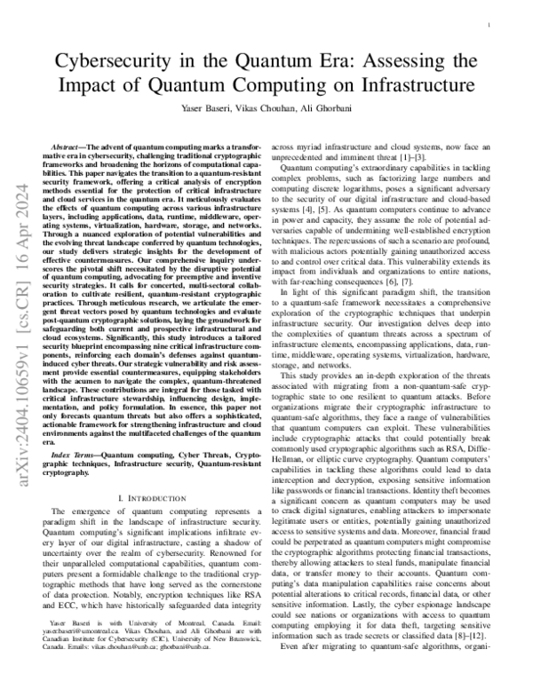 (PDF) Cybersecurity in the Quantum Era: Assessing the Impact of Quantum ...