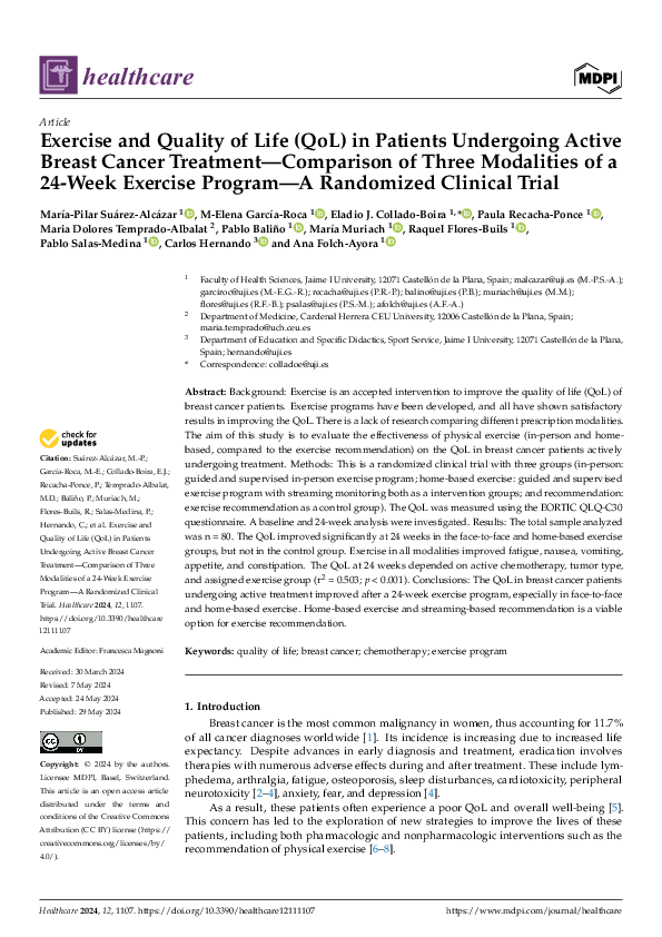 (PDF) Exercise and Quality of Life (QoL) in Patients Undergoing Active ...