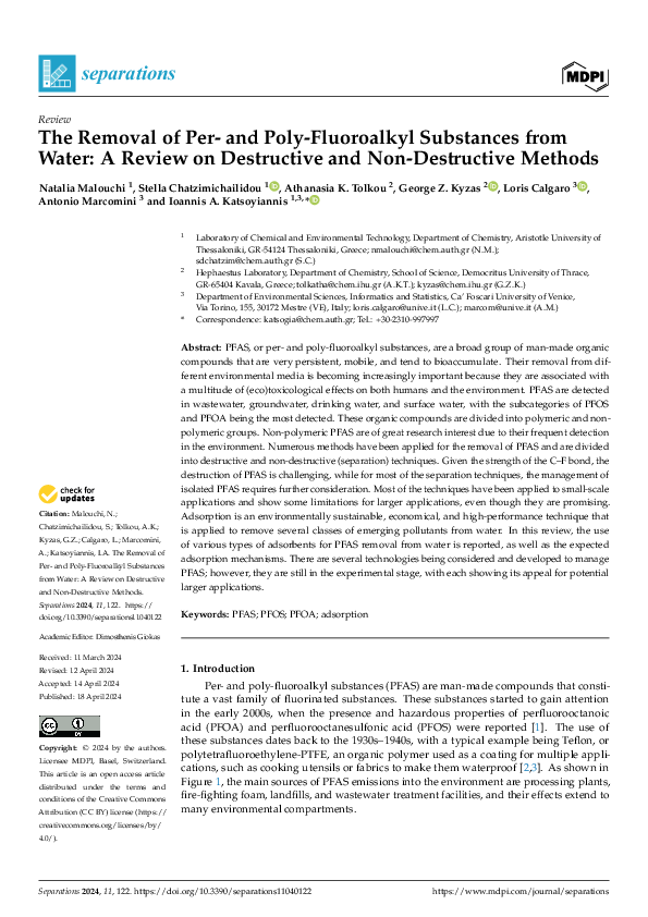 (PDF) The Removal of Per- and Poly-Fluoroalkyl Substances from Water: A ...
