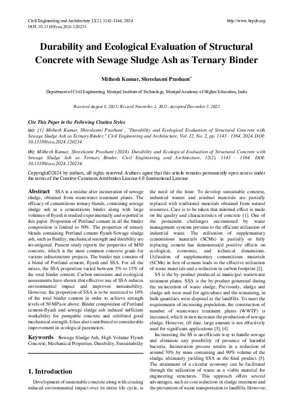 (PDF) Durability and Ecological Evaluation of Structural Concrete with ...