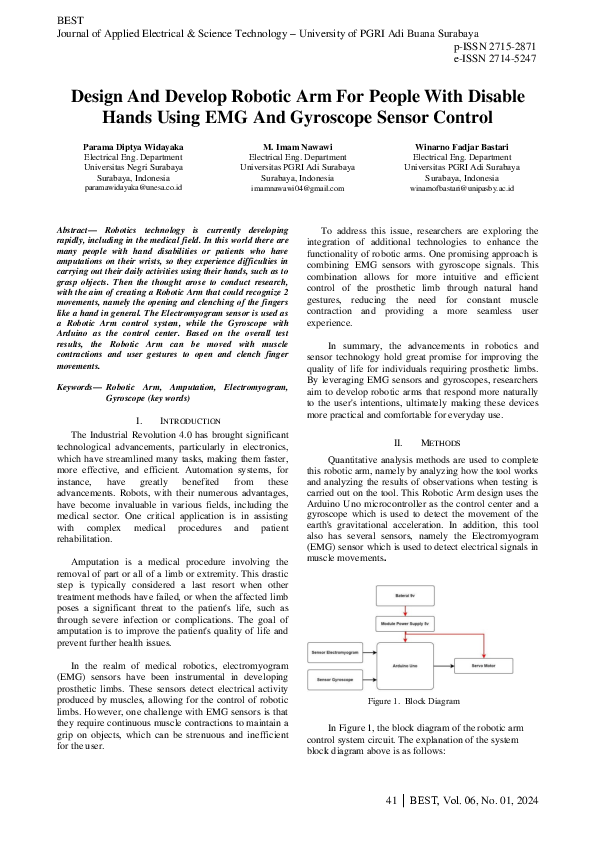 (PDF) Design And Develop Robotic Arm For People With Disable Hands Using EMG And Gyroscope ...