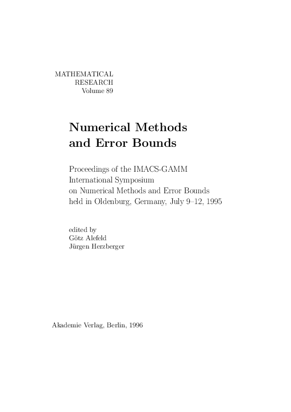 (PDF) Numerical Methods and Error Bounds