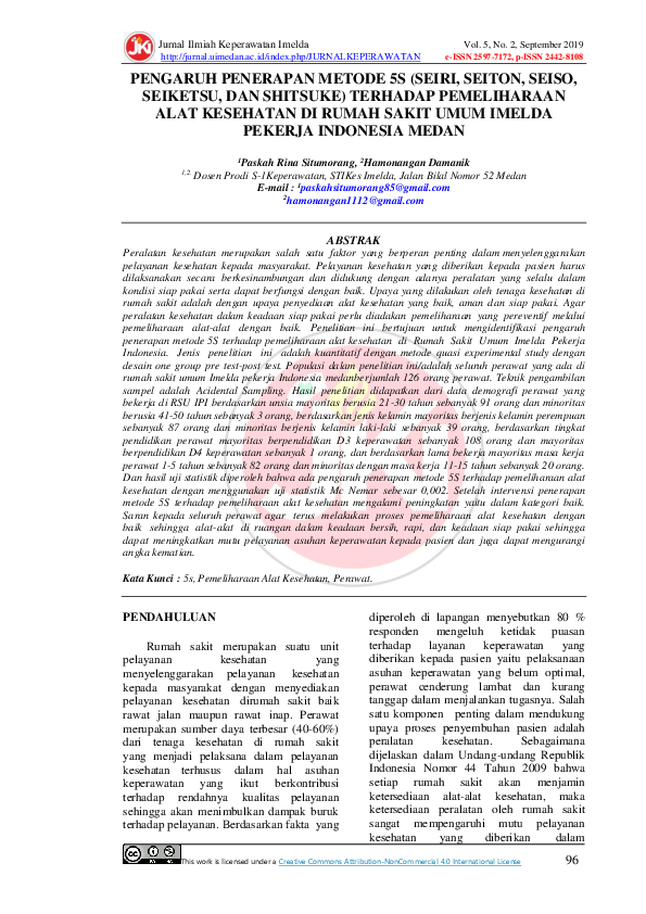 (PDF) Pengaruh Penerapan Metode 5S (Seiri, Seiton, Seiso, Seiketsu, Dan ...