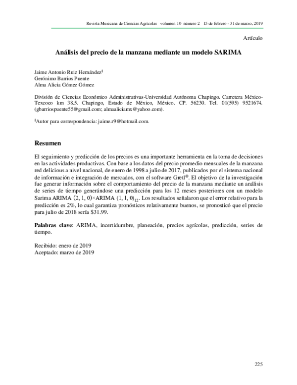 (PDF) Análisis del precio de la manzana mediante un modelo SARIMA