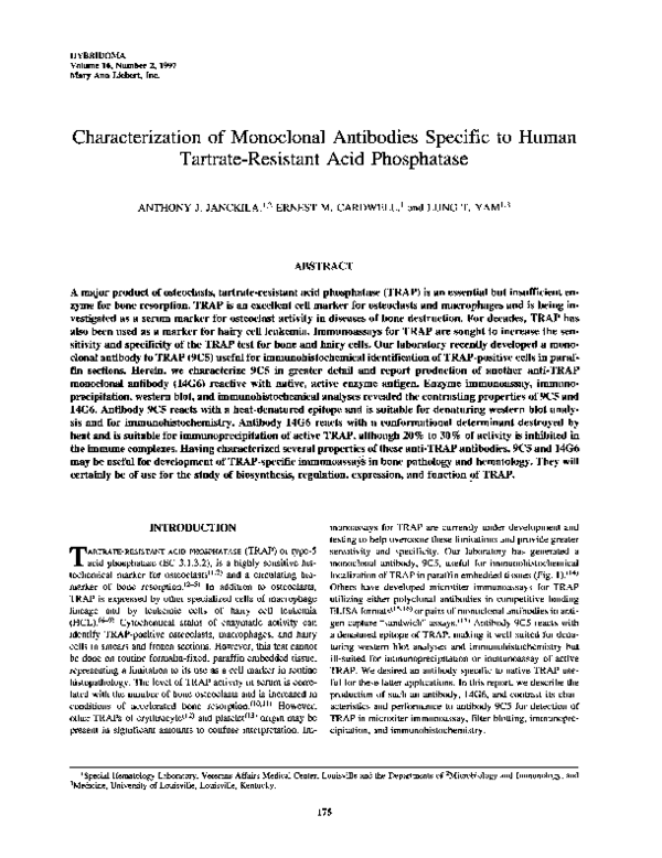 (PDF) Characterization of Monoclonal Antibodies Specific for a High ...